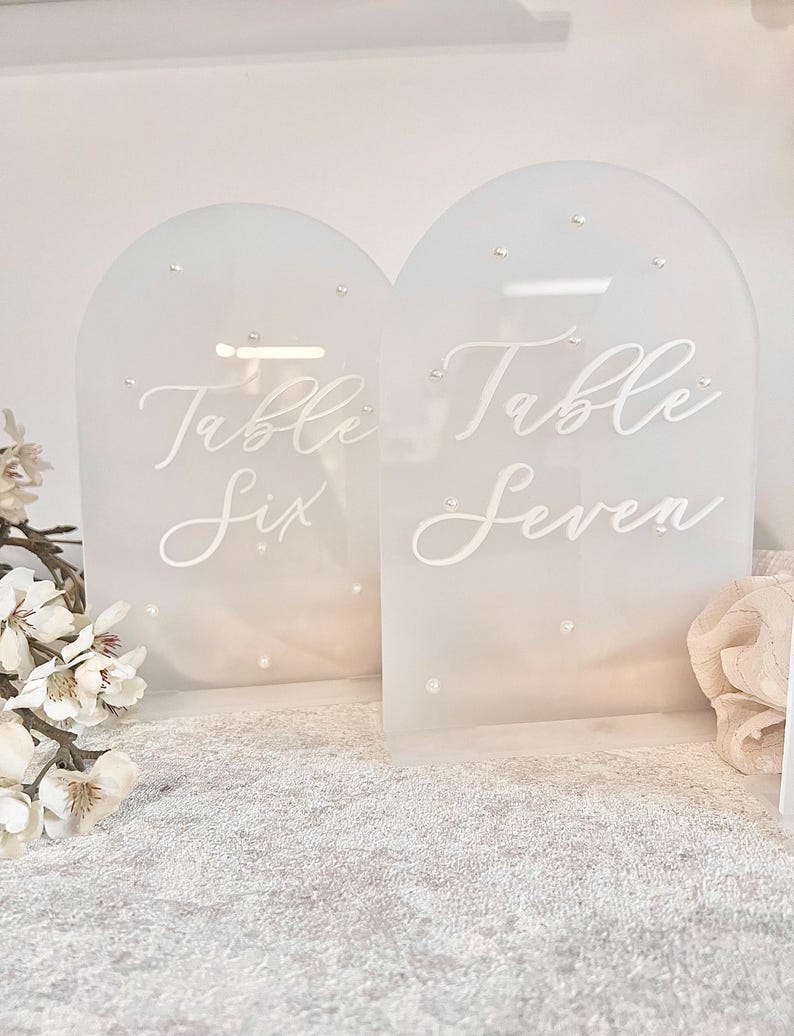 Handmade Acrylic Wedding Table Numbers With Pearl Decor - Etsy