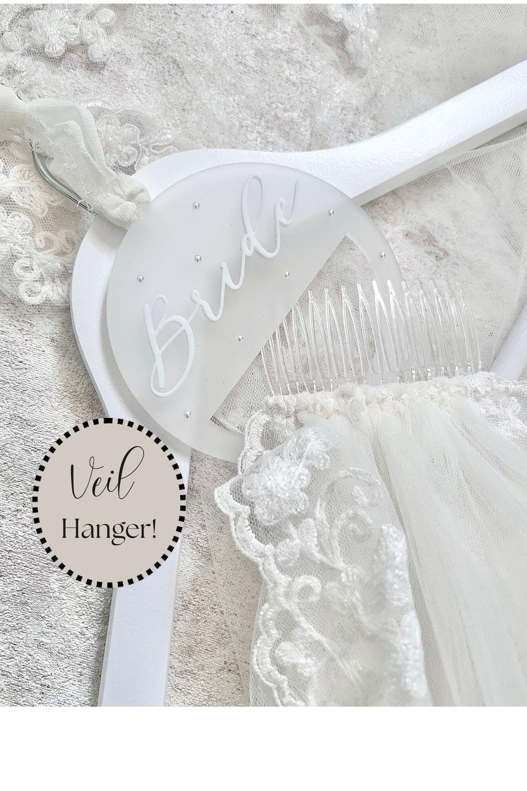Personalised Bride Veil Hanger Tag, Frosted Acrylic Wedding Dress ...