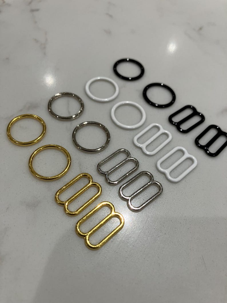 Bra Making/ Bra Strap Rings and Sliders. Black, Gold, Silver, White ...