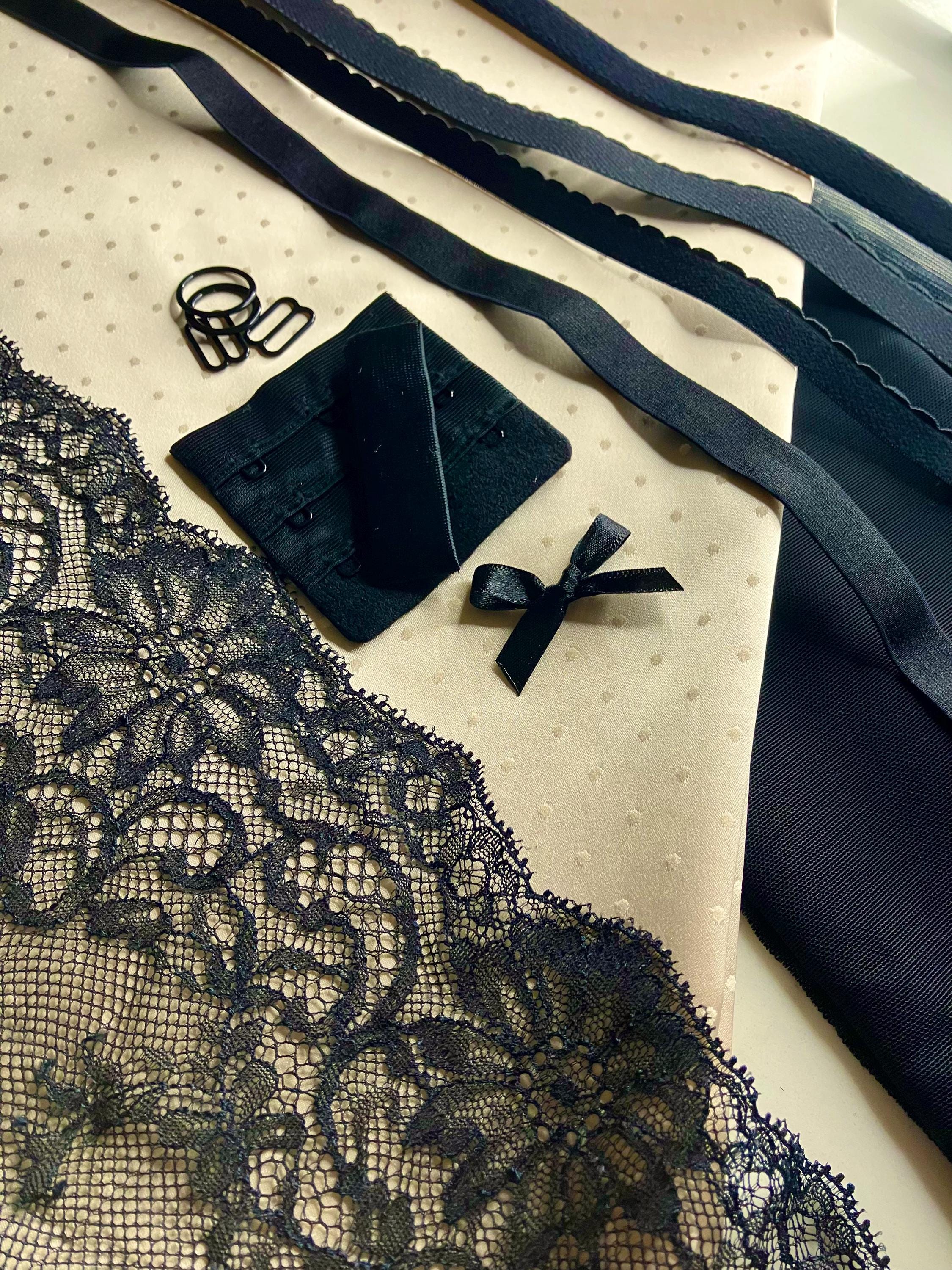 Almond Milk Satin and Black Lace Bra Making Kit. DIY Bra. Bralette ...