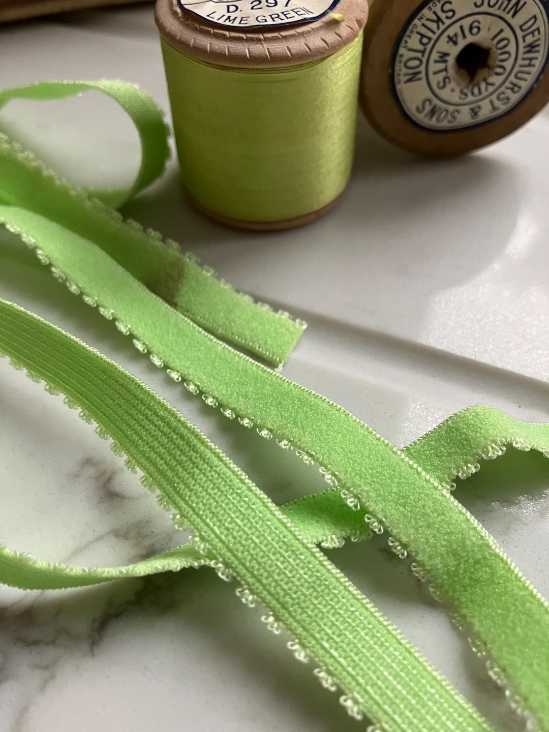 8mm Lime Green Plush Back Elastic With Tiny Delicate Picot Loops. Bra ...