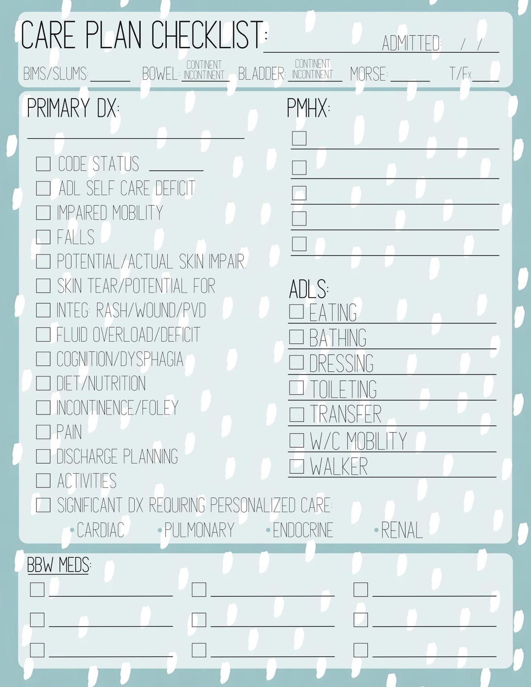Care Plan Essentials Checklist - Etsy