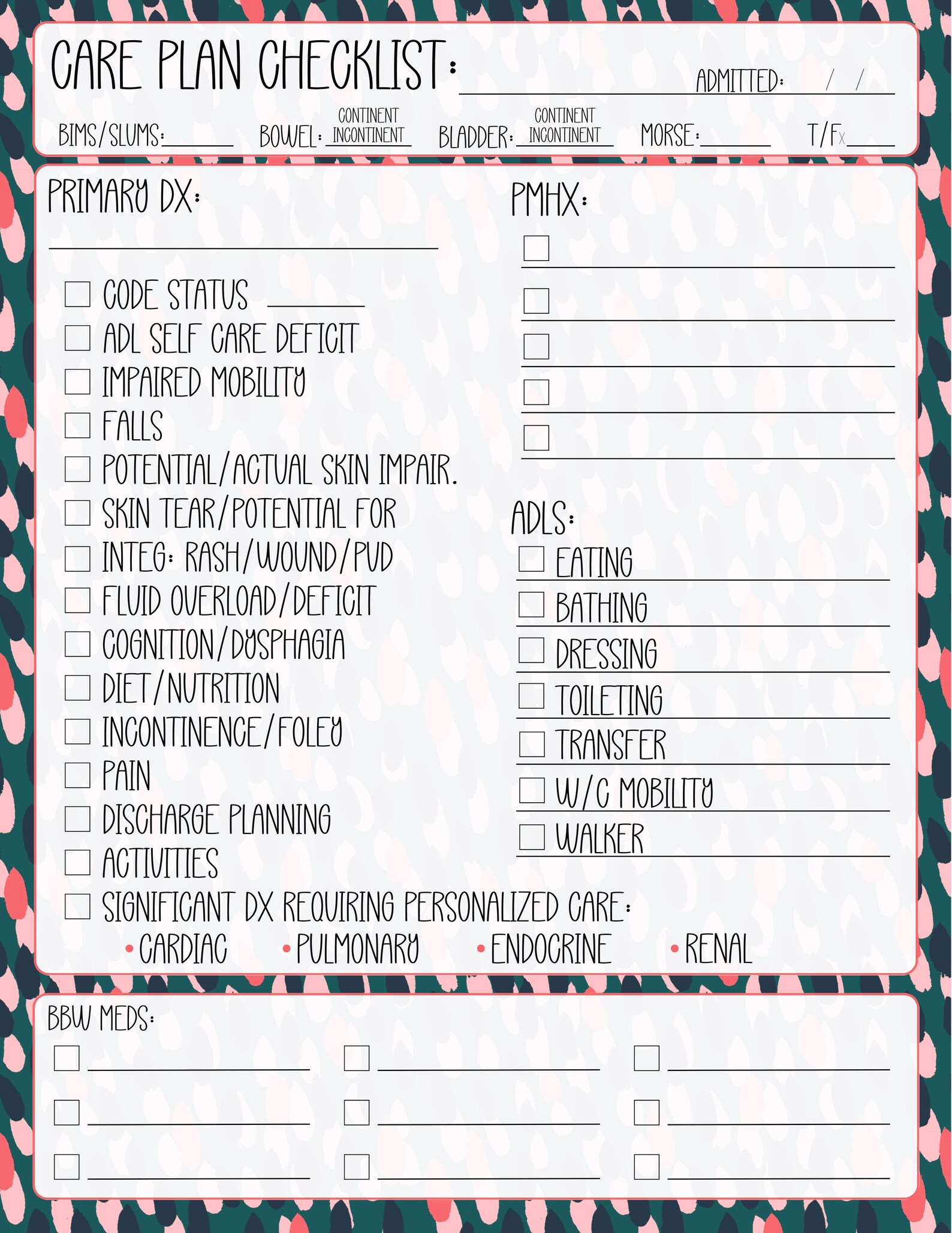Care Plan Checklist - Etsy