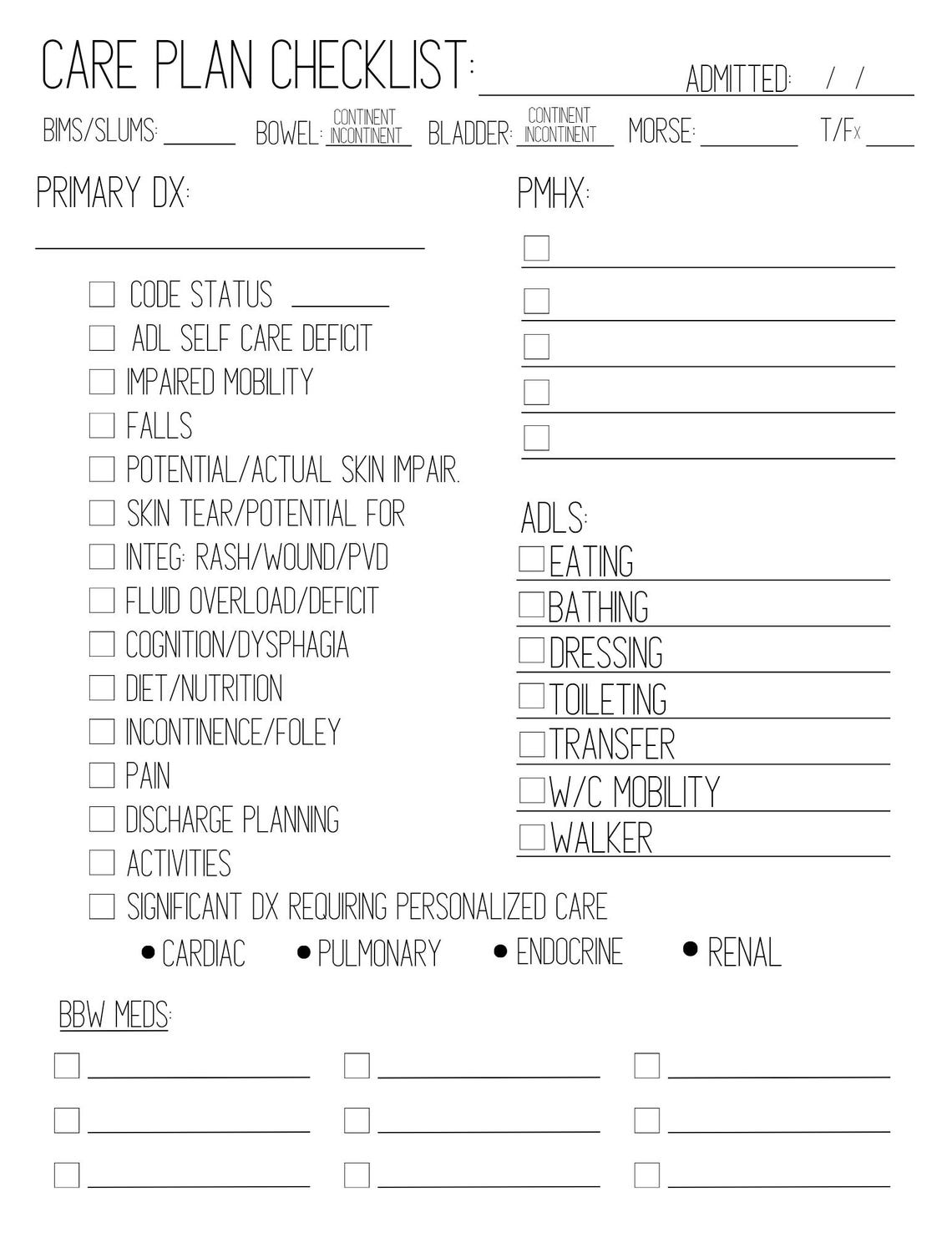 Care Plan Checklist - Etsy