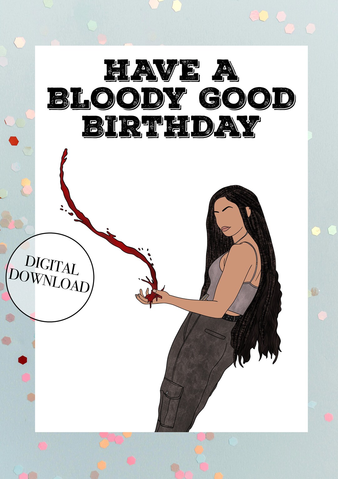 Bloody Digital Download Birthday Card - Etsy