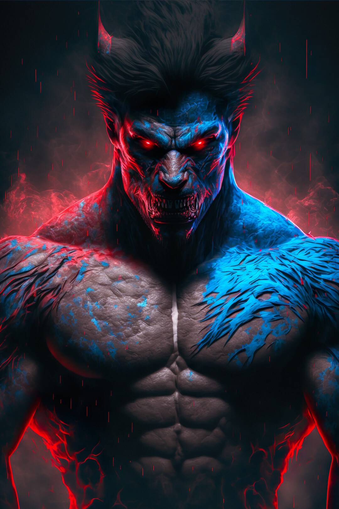 Neon Gothic Werewolf Digital Print High Resolution 8192 X 12288 Pixels ...