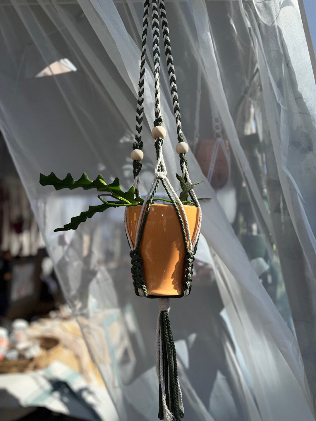 Four Plat Braid Macrame Plant Hanger - Etsy