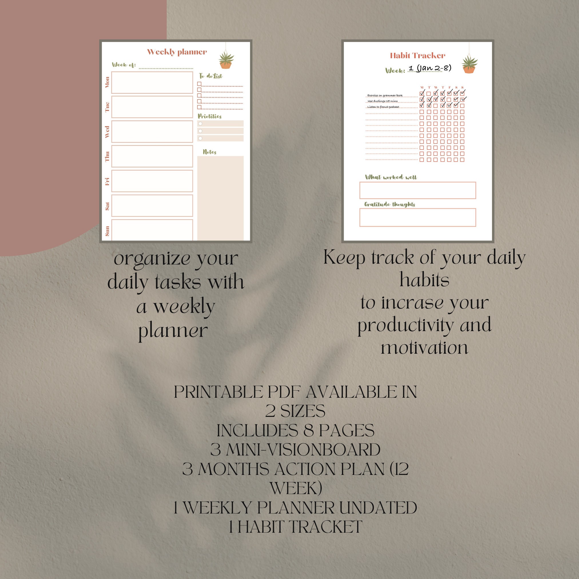 Printable 12 Week Year Planner Goal Tracker Manifest Your Dream Life ...