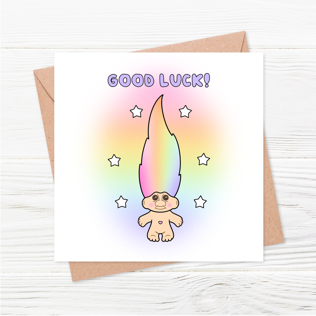 Retro Troll Good Luck Card Vintage Troll 90's Retro - Etsy