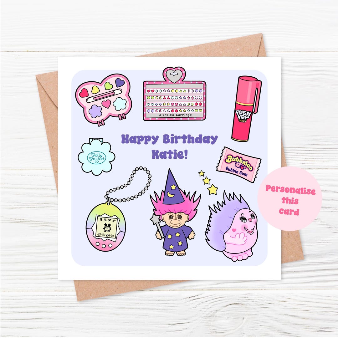 Personalised 90s Themed Birthday Card | Nineties Girl | 1990s | Vintage ...