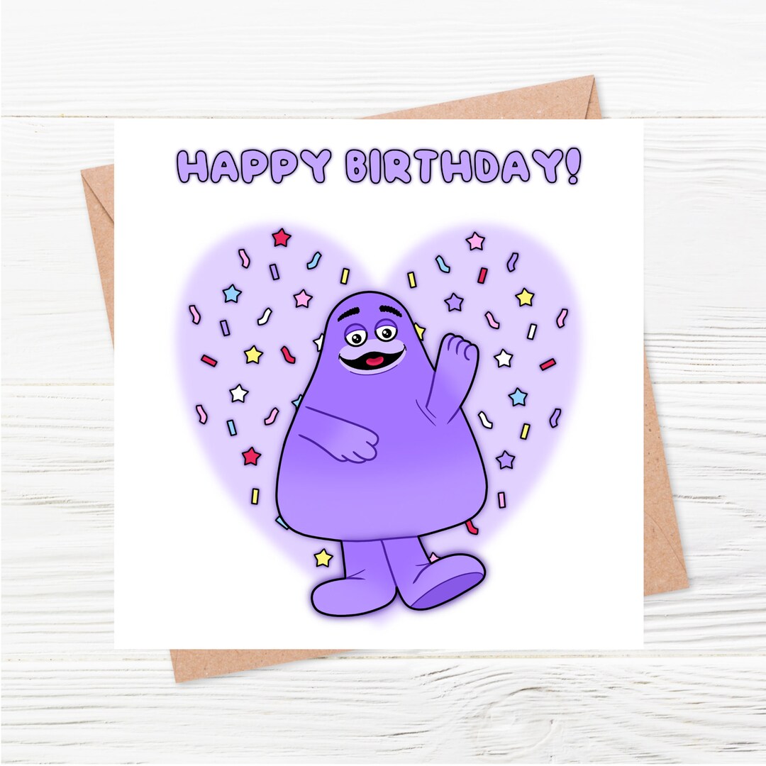 Grimace Birthday Card Happy Birthday Grimace Retro Mcdonalds Grimace ...