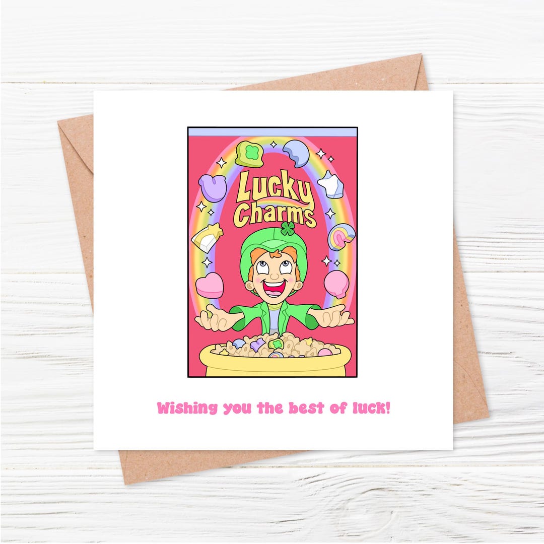 Lucky Charms Good Luck Card | Lucky Charms Marshmallow Cereal Quirky ...