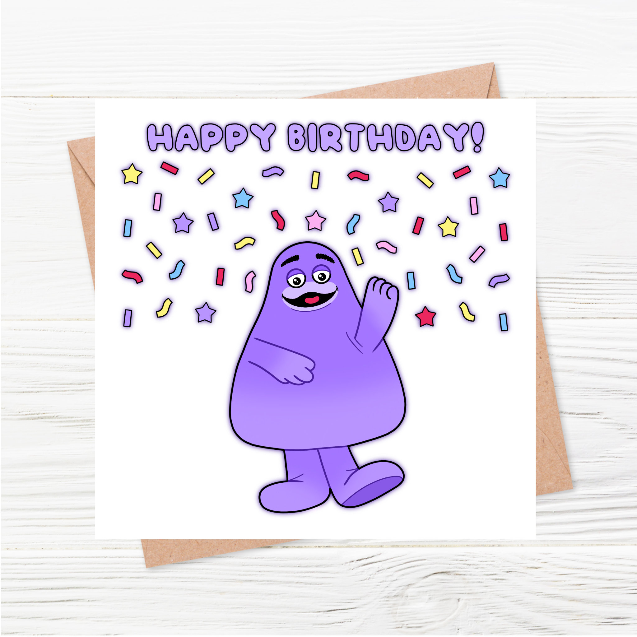 Grimace Birthday Card Happy Birthday Grimace Retro - Etsy