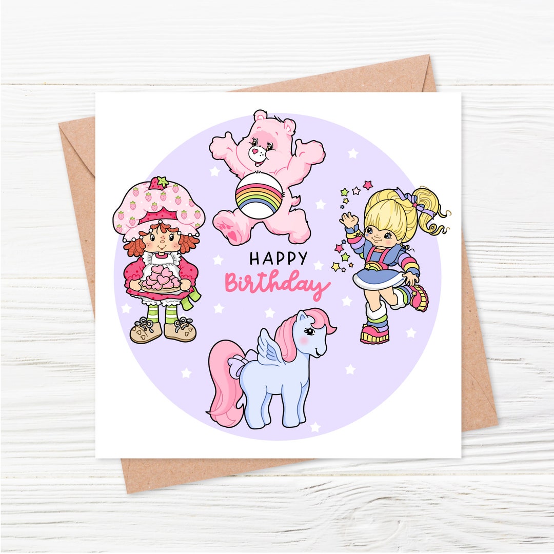 Eighties Cartoon Card Happy Birthday 1980s 80s Characters Nostalgic ...