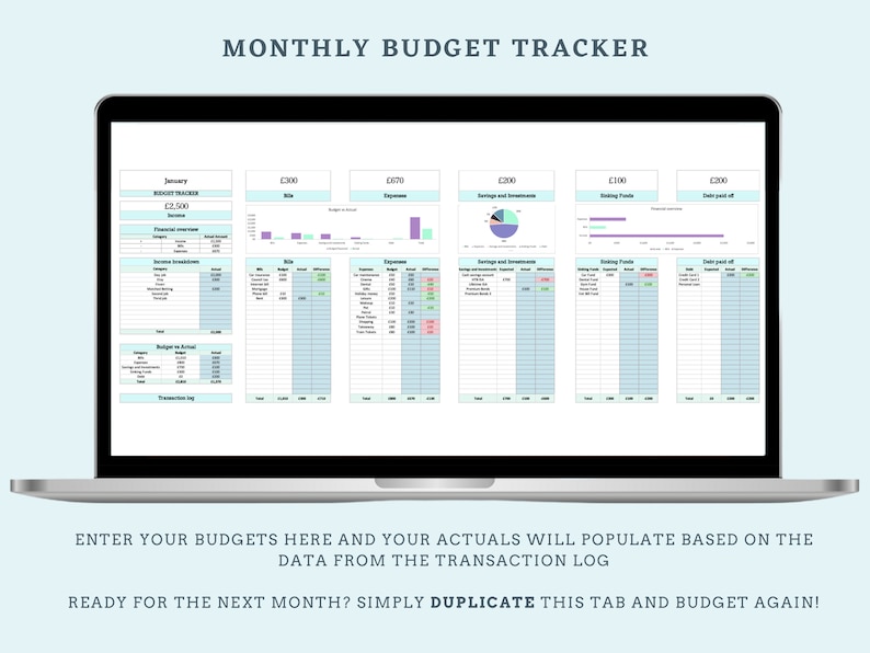 Excel Monthly Budget Tracker Finance Tracker Monthly Budgeting ...