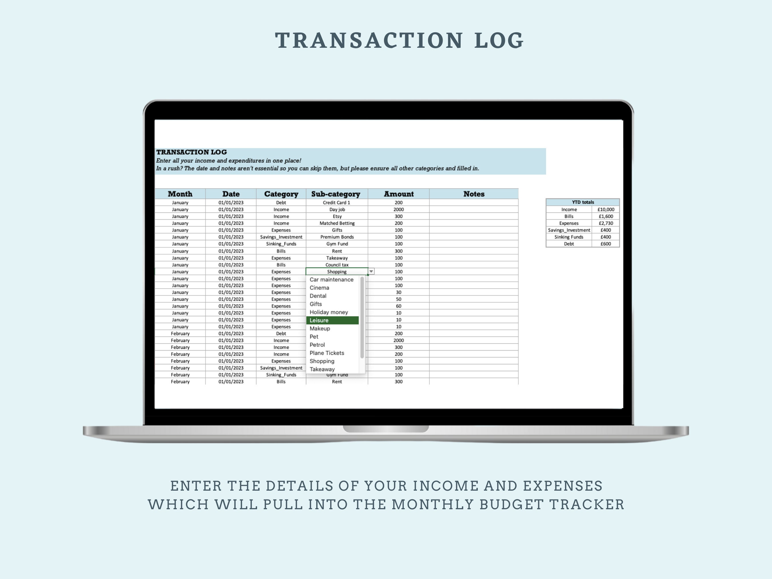 Excel Monthly Budget Tracker Finance Tracker Monthly Budgeting ...