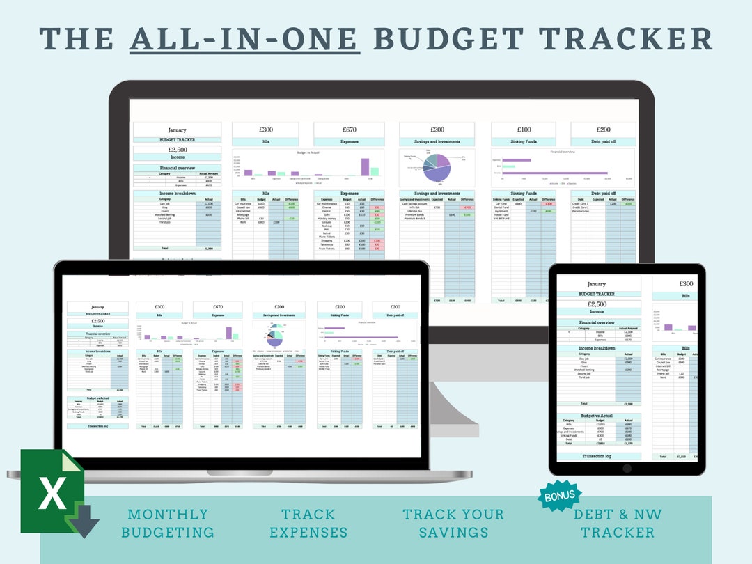 Excel Budget Tracker | Finance Tracker | Monthly Budgeting Spreadsheet ...