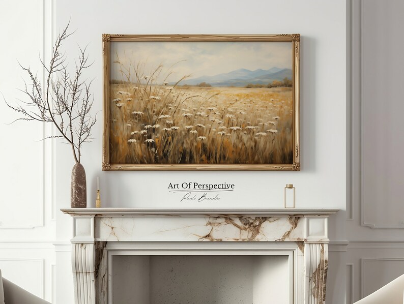 Printable Spring Wildflower Field Landscape Oil Painting Country ...