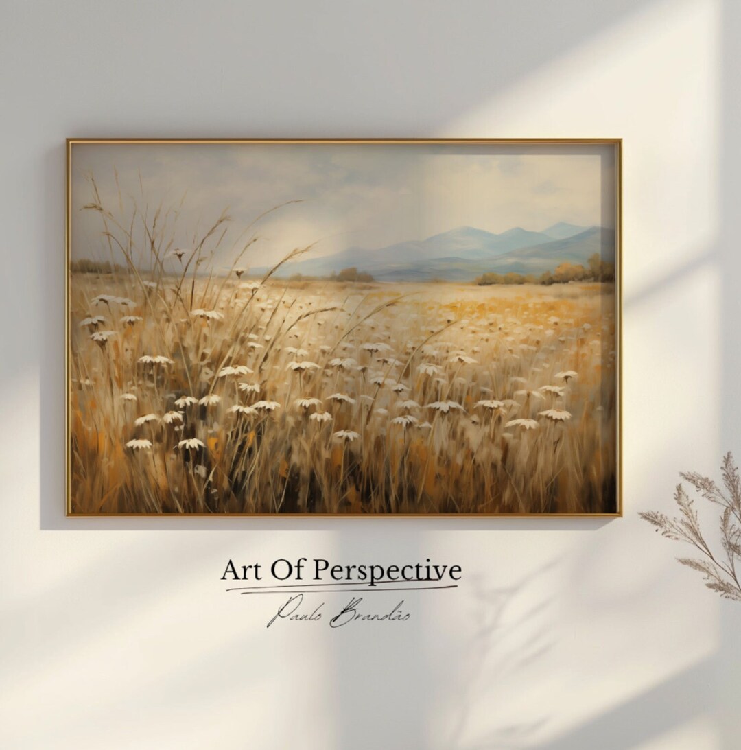 Printable Spring Wildflower Field Landscape Oil Painting | Country ...