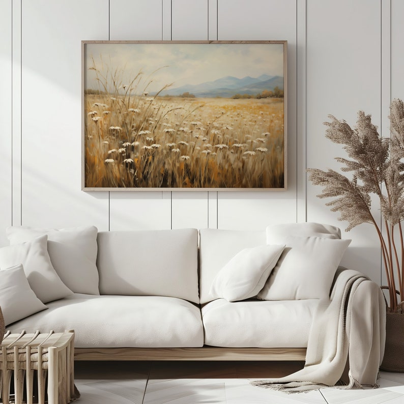 Printable Spring Wildflower Field Landscape Oil Painting Country ...