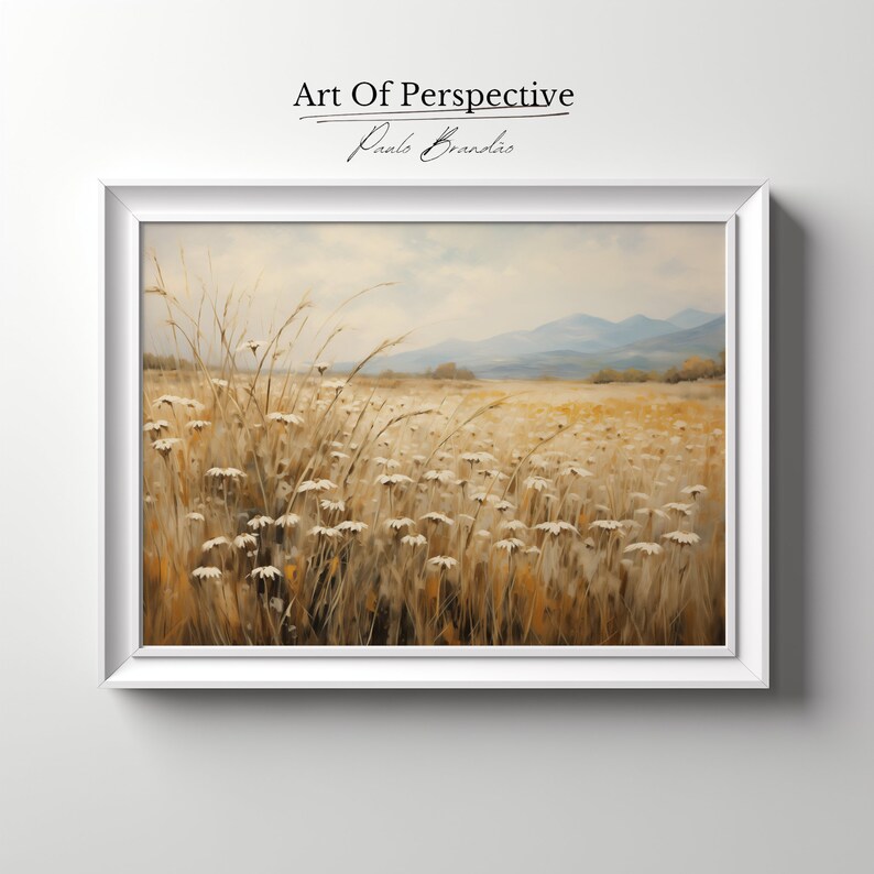 Printable Spring Wildflower Field Landscape Oil Painting Country ...