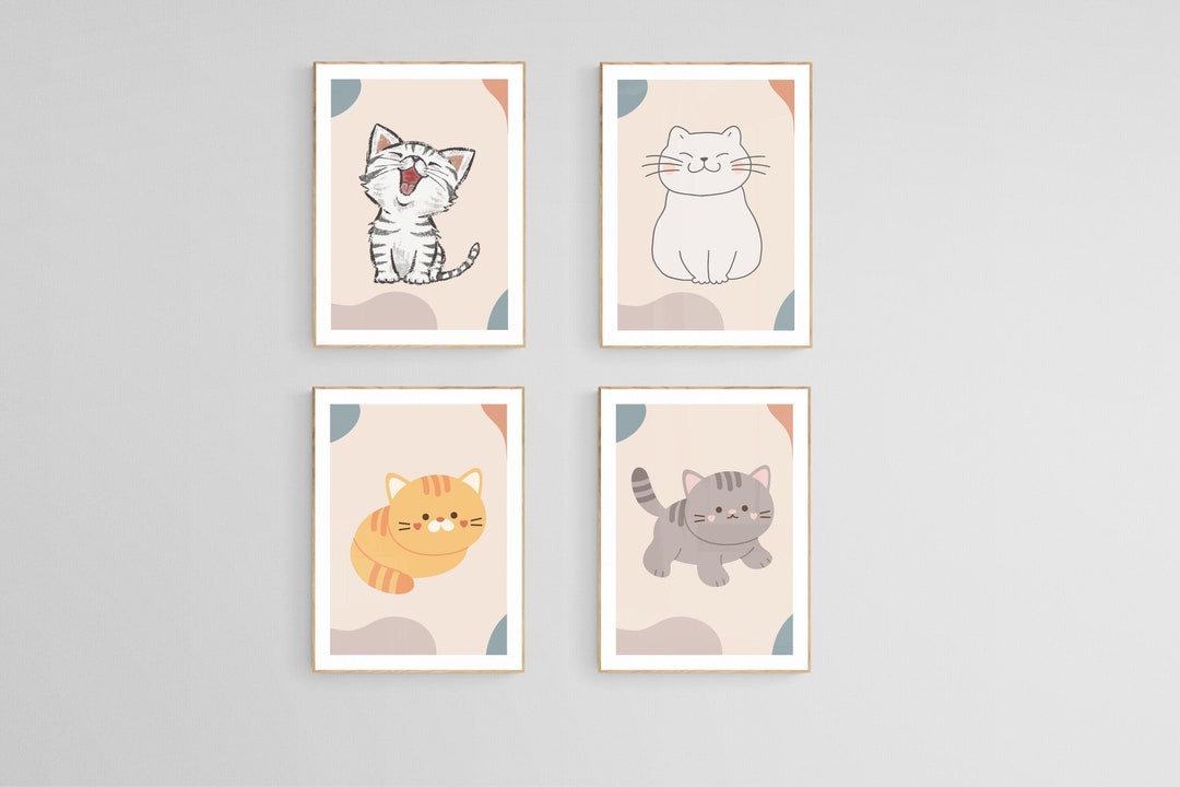 Cat Printable, Kitten Digital Poster, Wall Art Printable Kitty, Cat ...