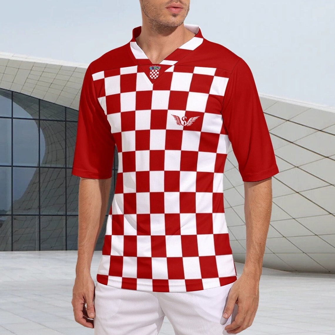 Croatian Checkered Sports Fan Jersey | Patriotic Game Day Gear ...