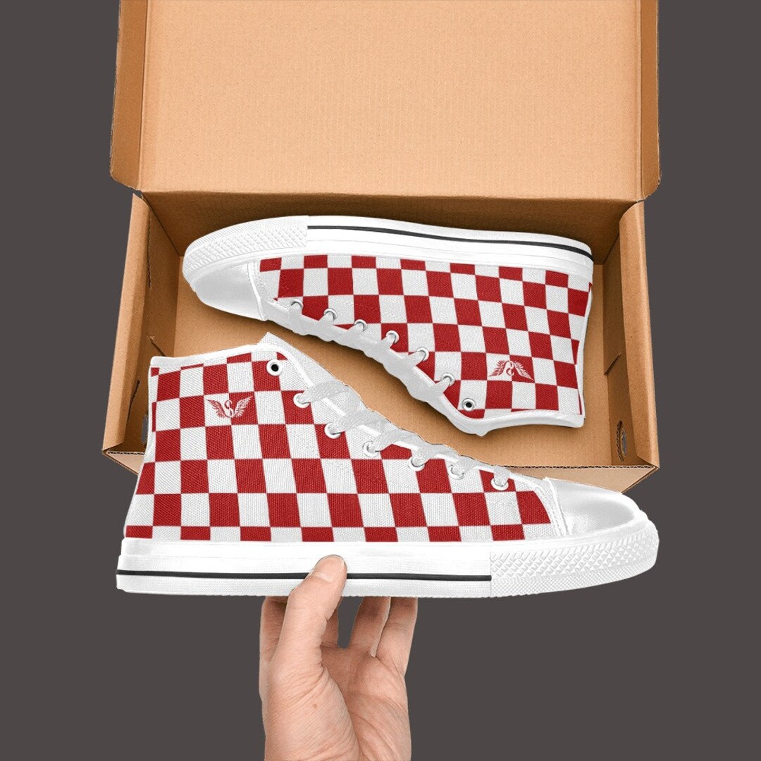High Top Women's Canvas Shoes Designed in Croatian Red and White ...
