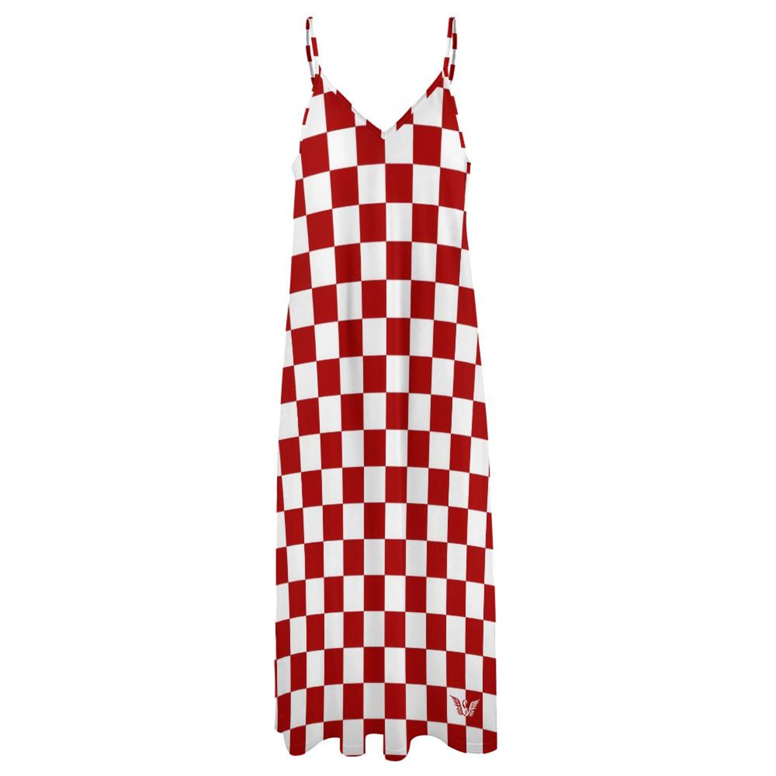 Croatian Checkered Maxi Dress: Summer Ankle Sling Dress - Etsy
