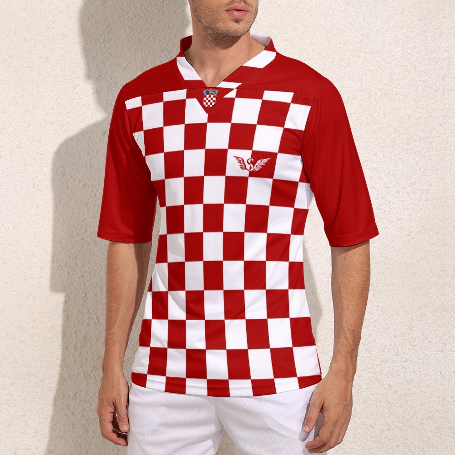 Croatian Checkered Sports Fan Jersey | Patriotic Game Day Gear ...