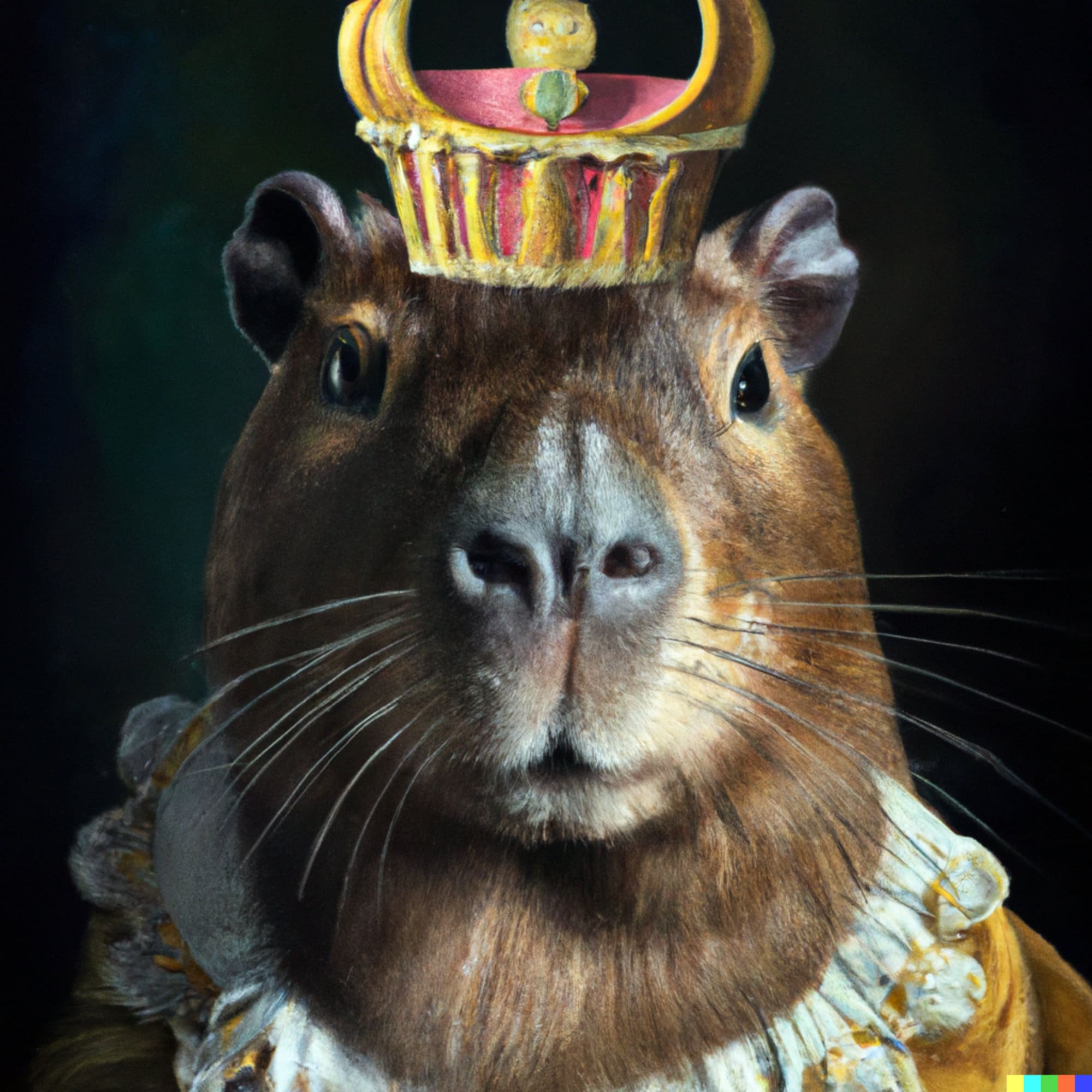An Oil Painting Portrait of a Capybara Wearing Medieval Royal Robes and ...