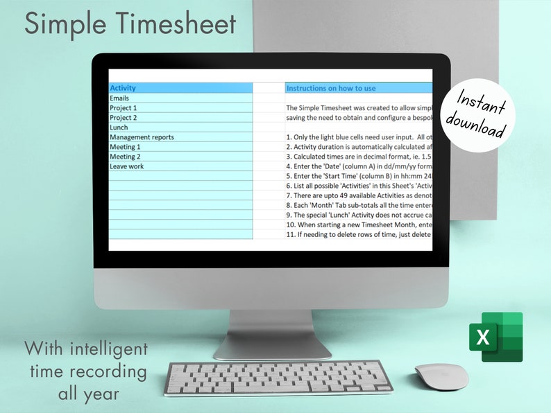 Simple Timesheet Automatic Activity Time Recording for - Etsy