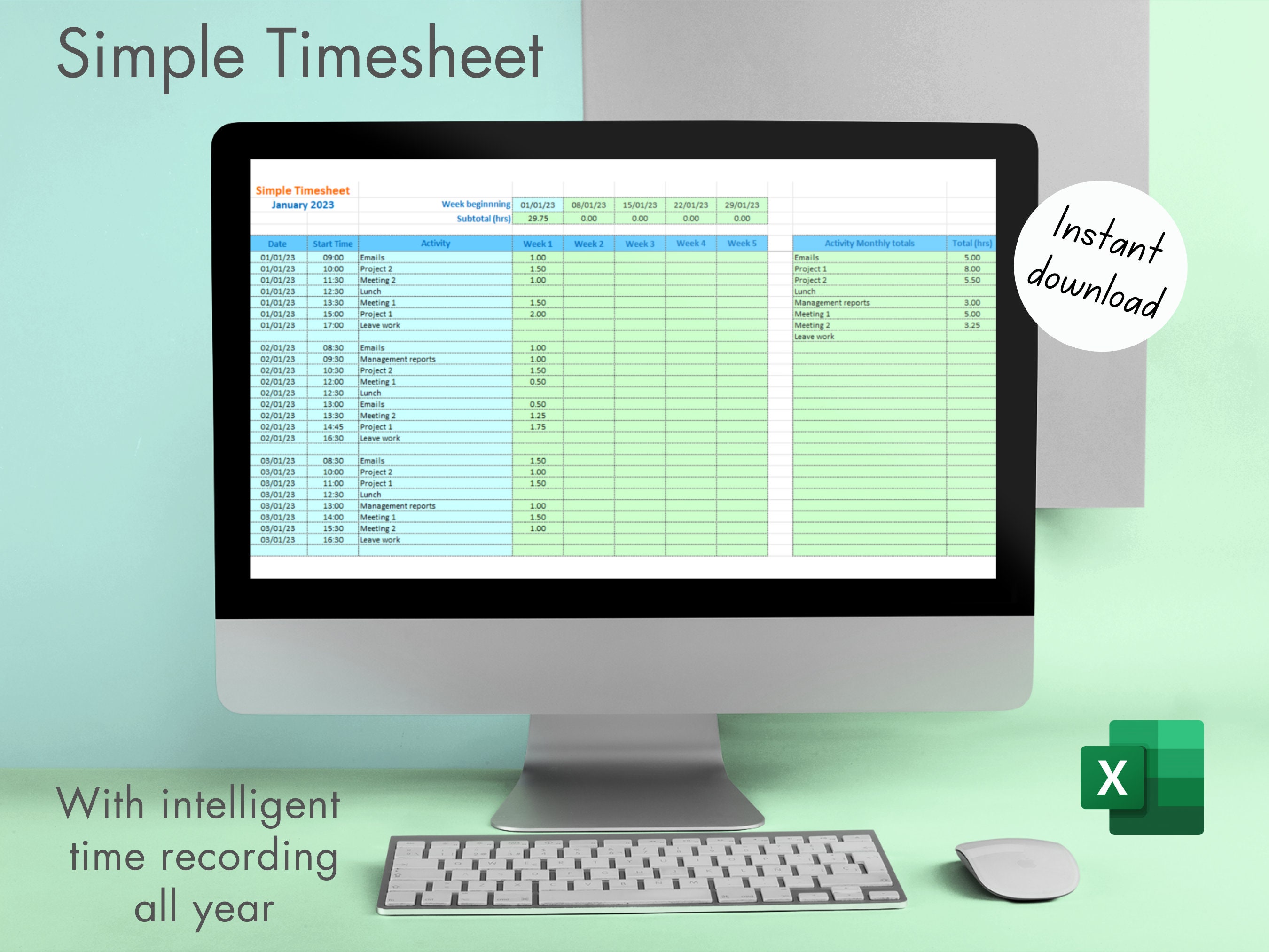Simple Timesheet Automatic Activity Time Recording for Individual ...