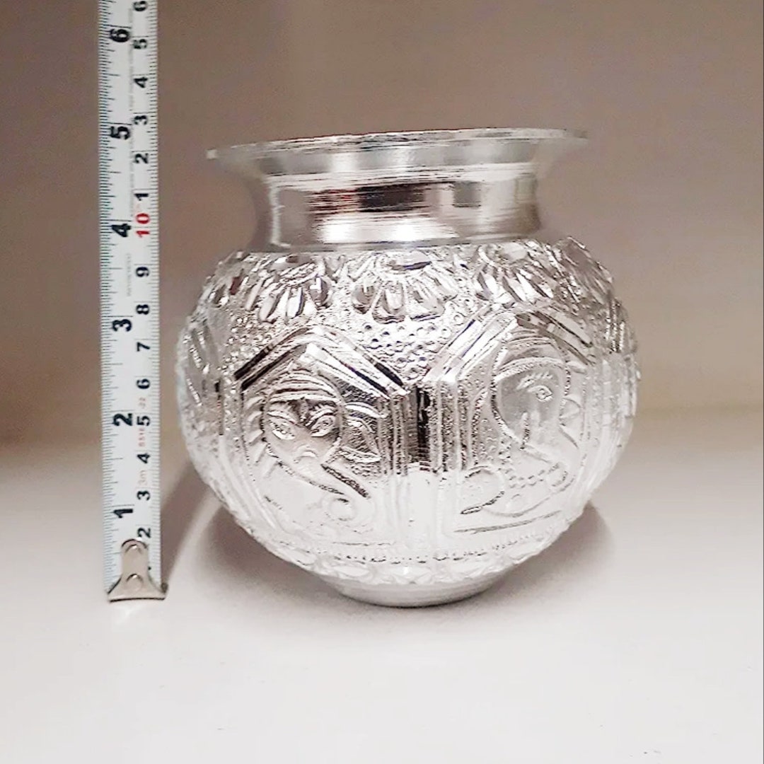 Handmade White Metal Ganapati Design Pooja Handmad Lota Silver Lota for ...