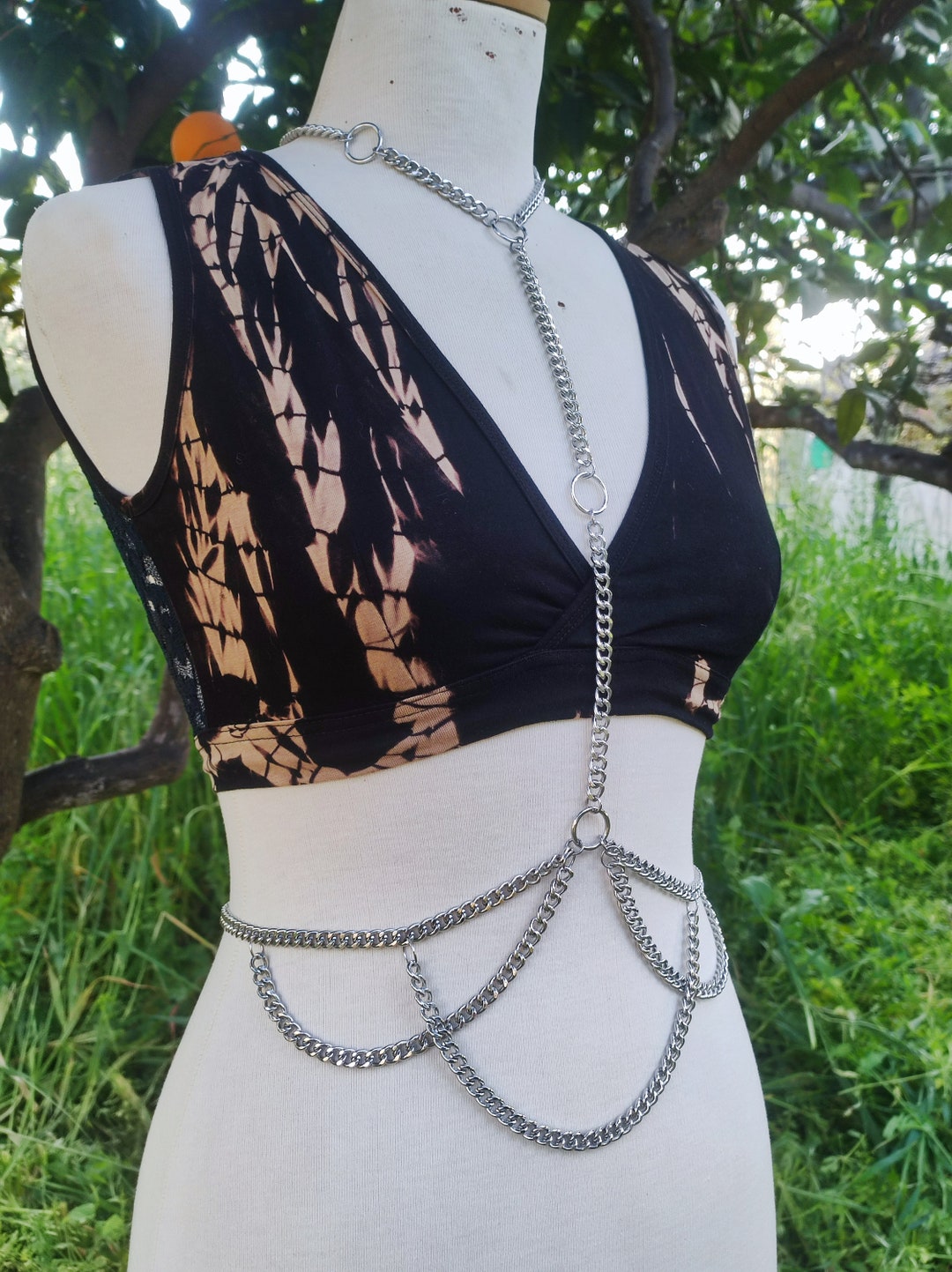 Chain Body Harness With Circle Rings Body Jewelry for Festival Party ...