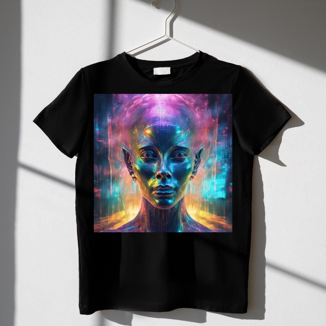 Alien Hologram T-shirt Design Futuristic Conspiracy PNG - Etsy