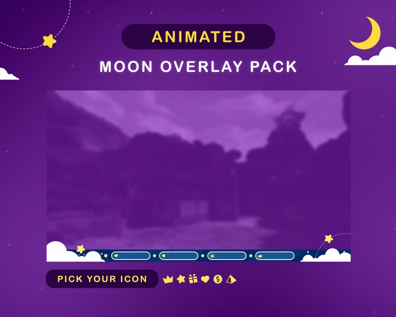 Moon Twitch Overlay Pack Minimal Moon Streamer Package Overlay ...