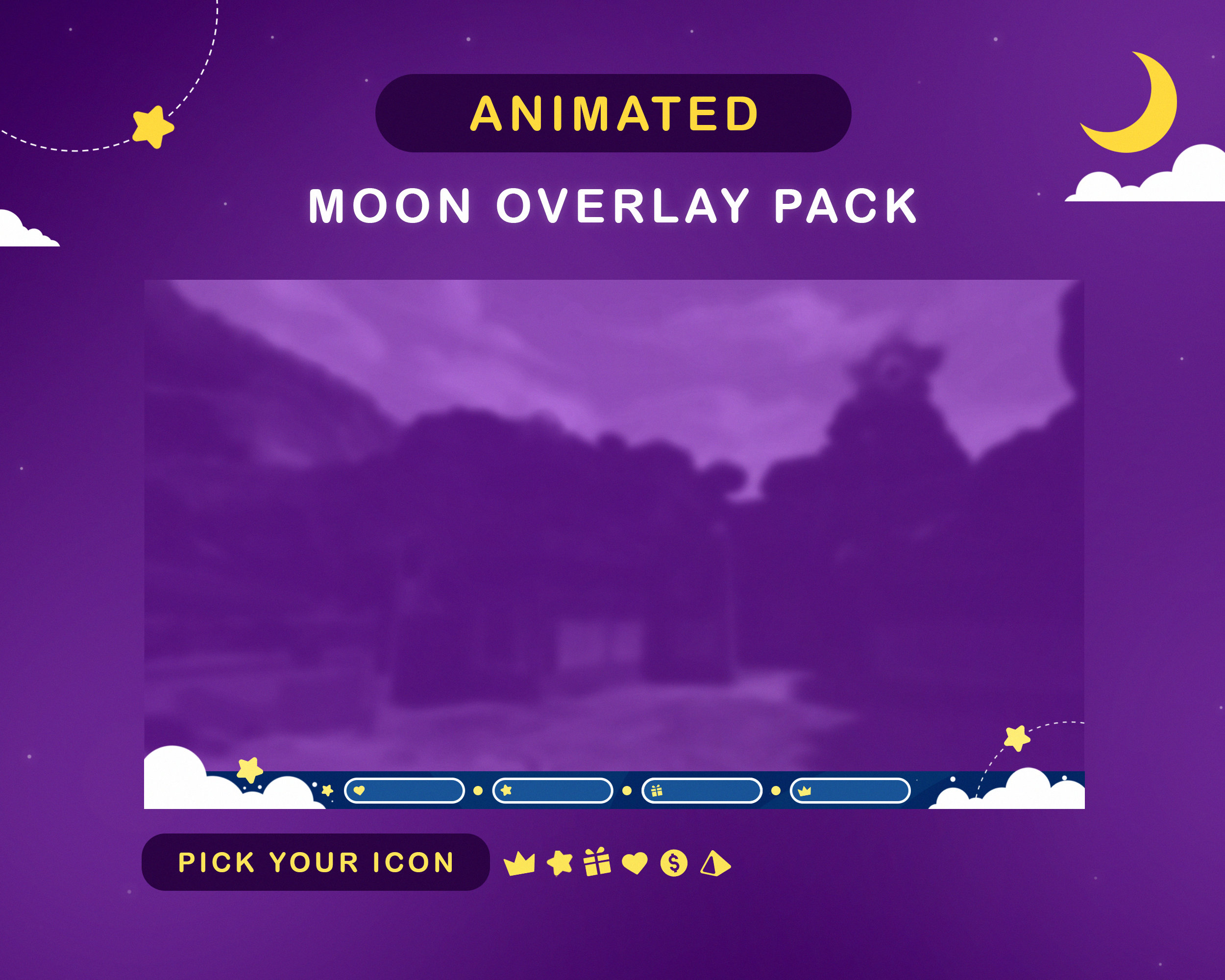 Moon Twitch Overlay Pack Minimal Moon Streamer Package Overlay ...