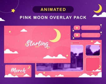 Dark Moon Twitch Overlay Pack • Minimal Black Moon Streamer Package ...