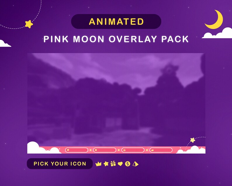 Pink Moon Twitch Overlay Pack • Minimal Pink Moon Streamer Package ...