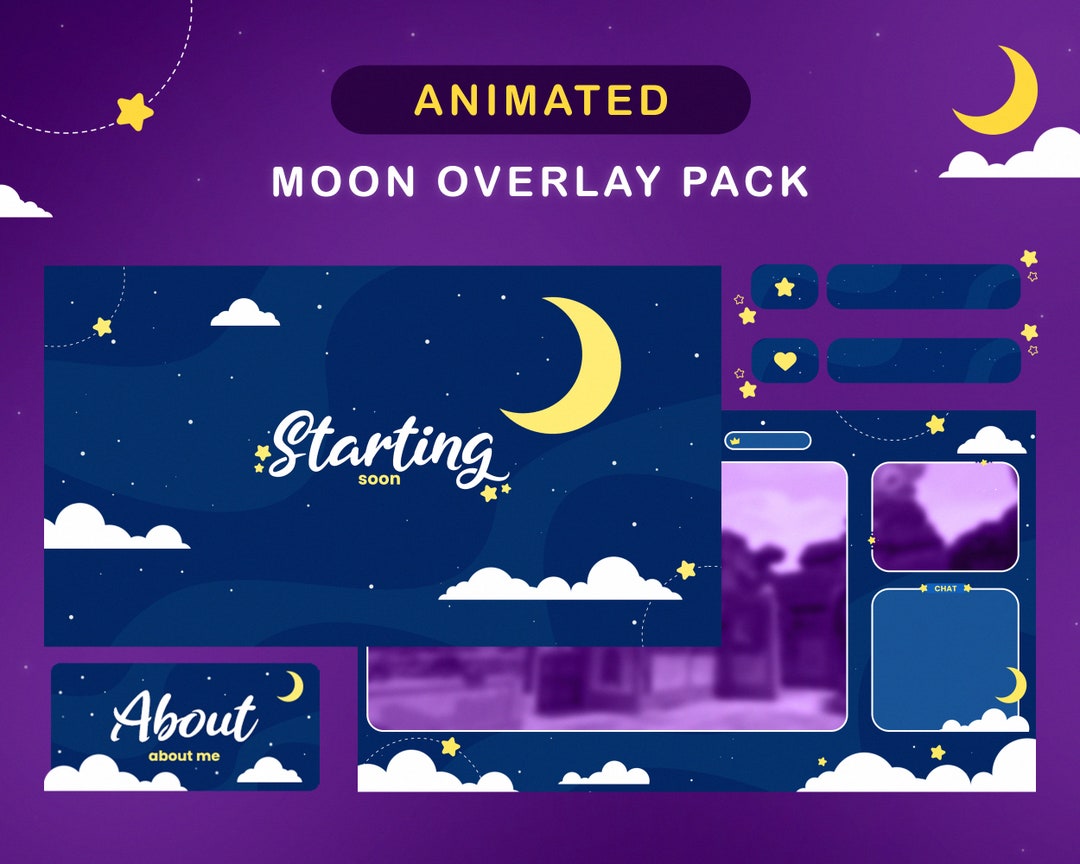 Moon Twitch Overlay Pack • Minimal Moon Streamer Package • Overlay ...