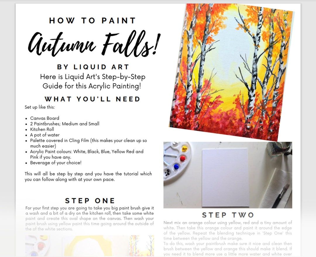 Autumn Falls Step by Step Acrylic Painting Tutorial - Etsy