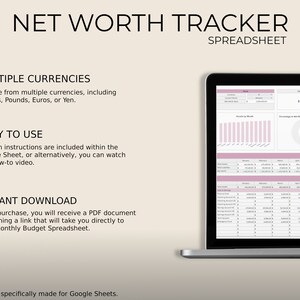 Net Worth Tracker Spreadsheet for Google Sheets, Net Worth Calculator ...