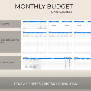 Monthly Budget Spreadsheet Template for Google Sheets, Savings, Budget Planner, Expense Tracker ...