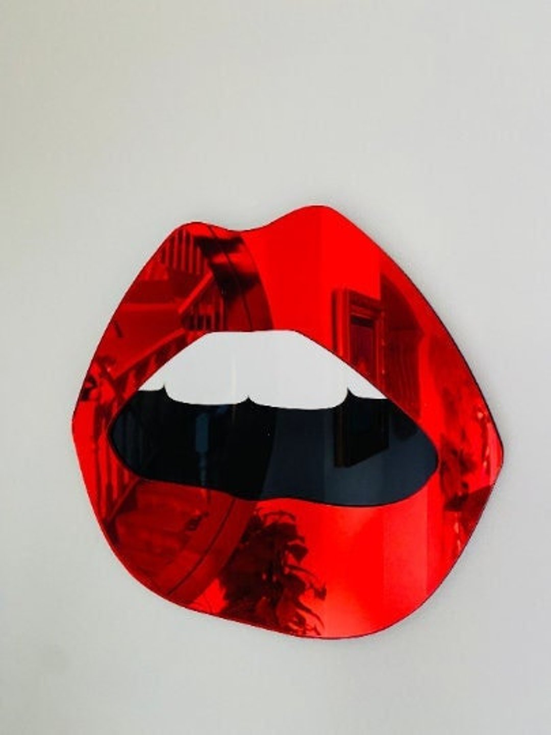 LARGE Red Lip Mirror With BLACK Mouth Acrylic Mirror Lip Decor Red Lips ...