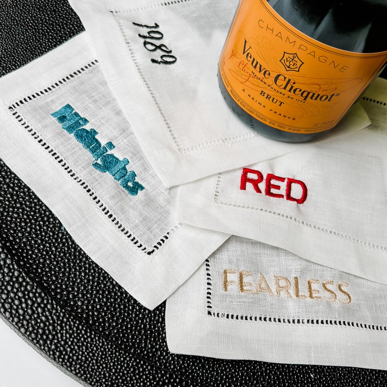 Taylor Swift Album Embroidered Linen Cocktail Napkins | Swifties ...