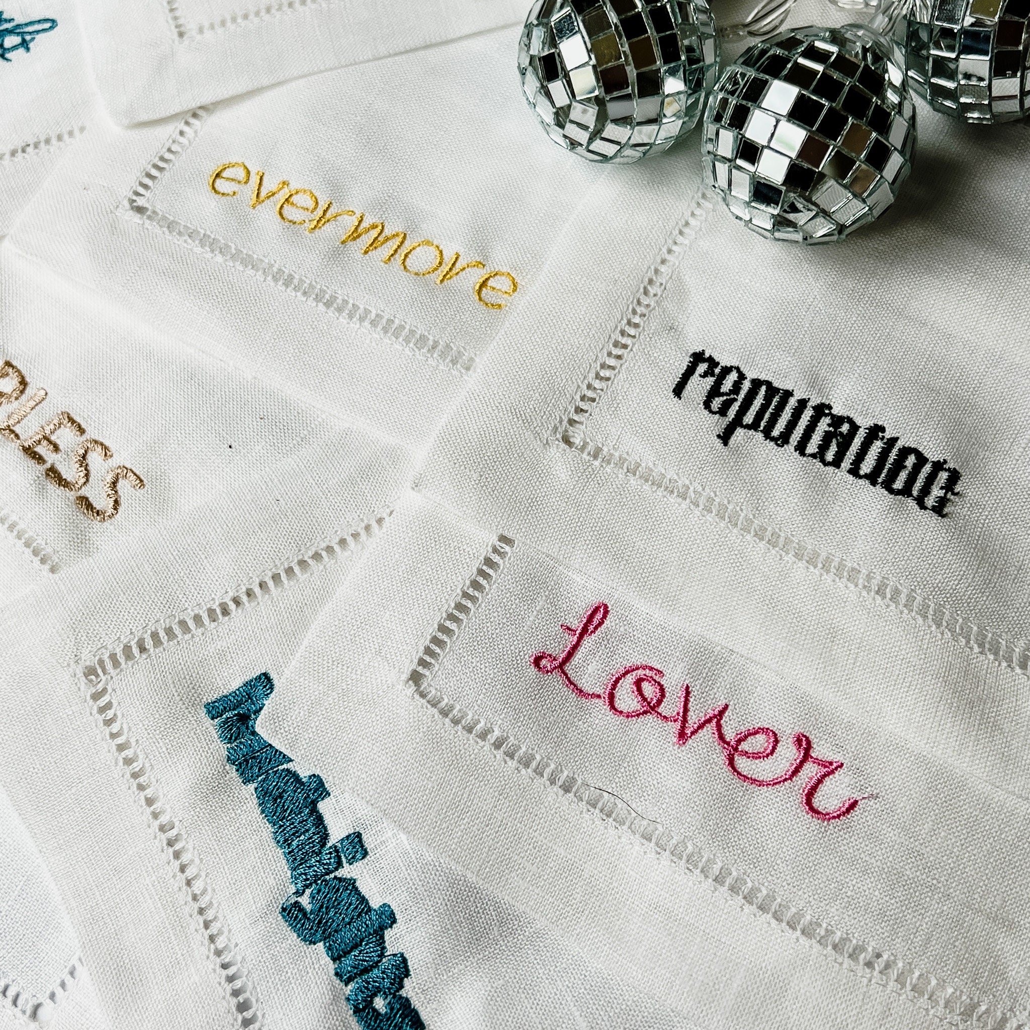 Taylor Swift Album Embroidered Linen Cocktail Napkins | Swifties ...