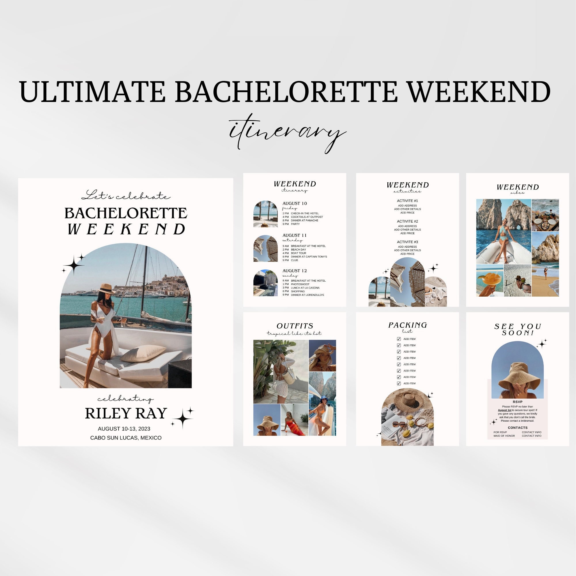 Ultimate Bachelorette Itinerary Template | Bachelorette Weekend Planner ...
