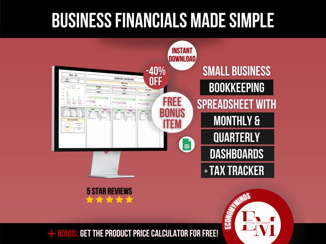 Simple Small Business Bookkeeping Spreadsheet, Income and Expense ...