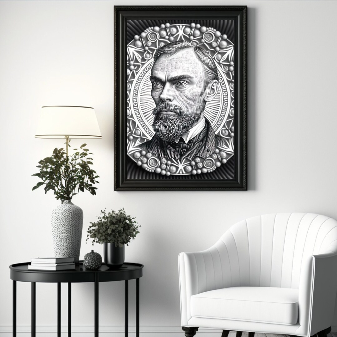 Alfred Nobel Poster Drawing of Alfred Nobel Black and White - Etsy
